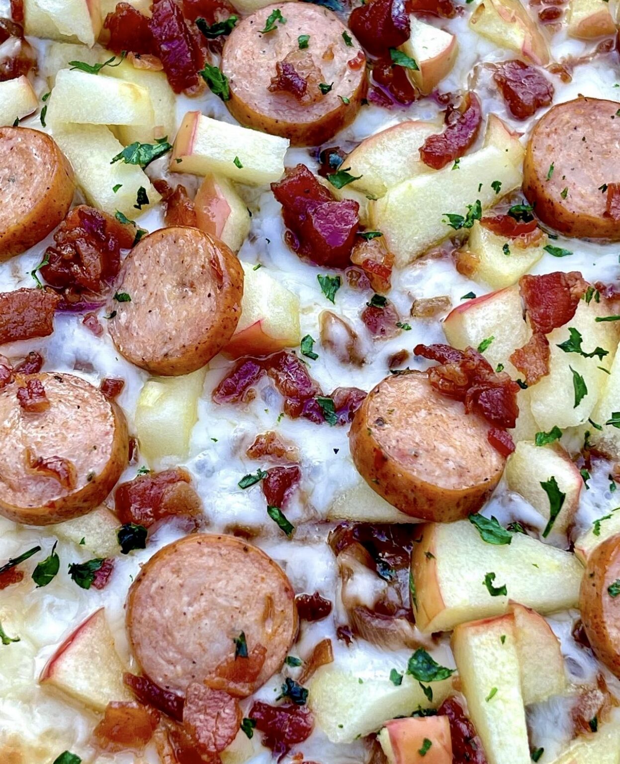 Apple, Bacon & Chicken Sausage Pizza - Diana's Delish Dishes