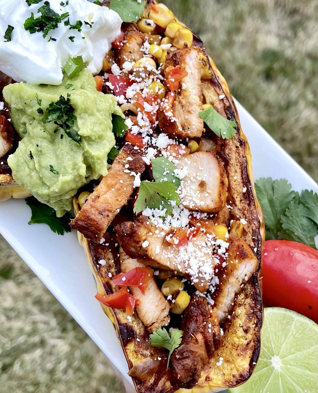 Blackened Chicken Burrito Stuffed Squash - Diana's Delish Dishes