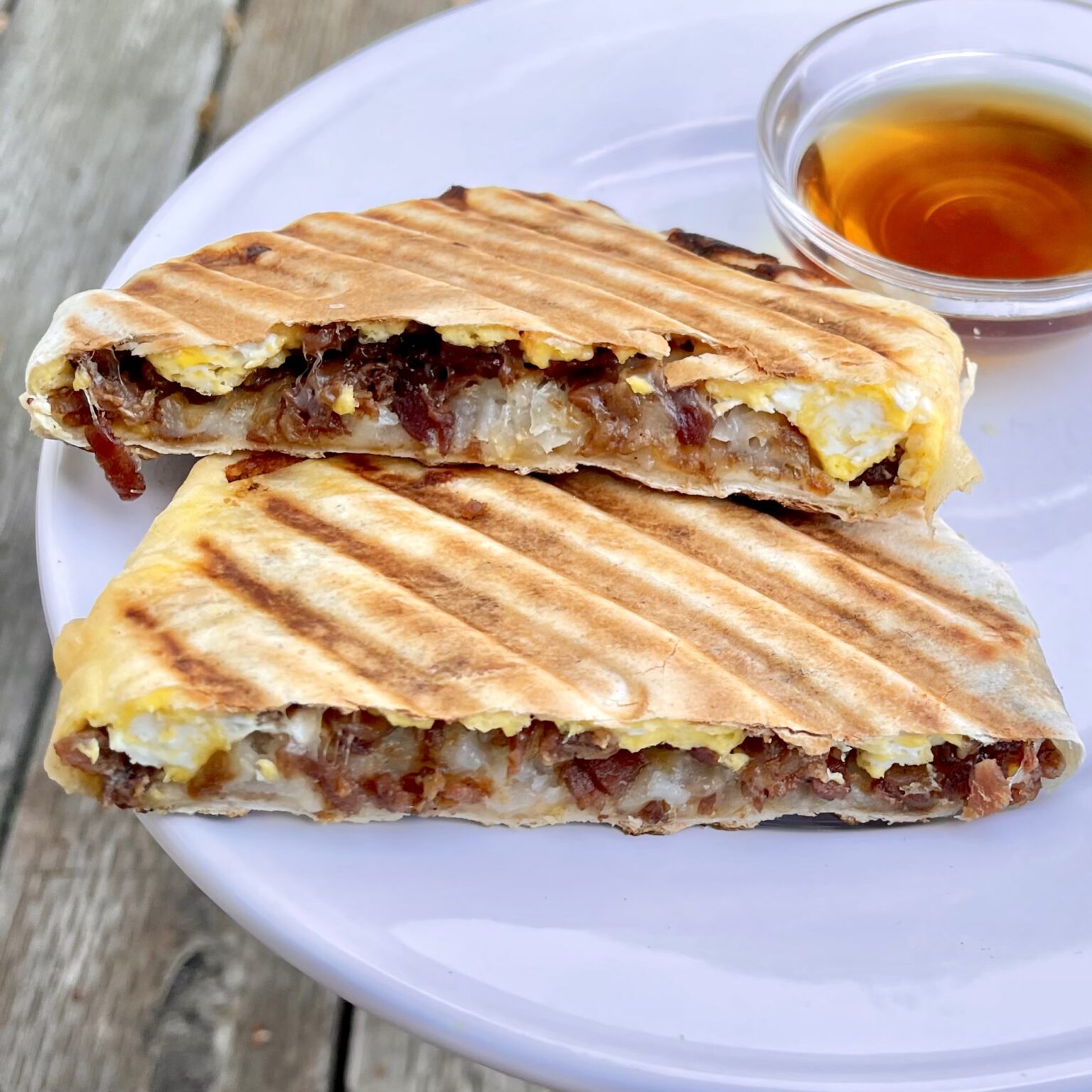 Bacon, Egg and Potato Breakfast Panini Crunchwrap - Diana's Delish Dishes
