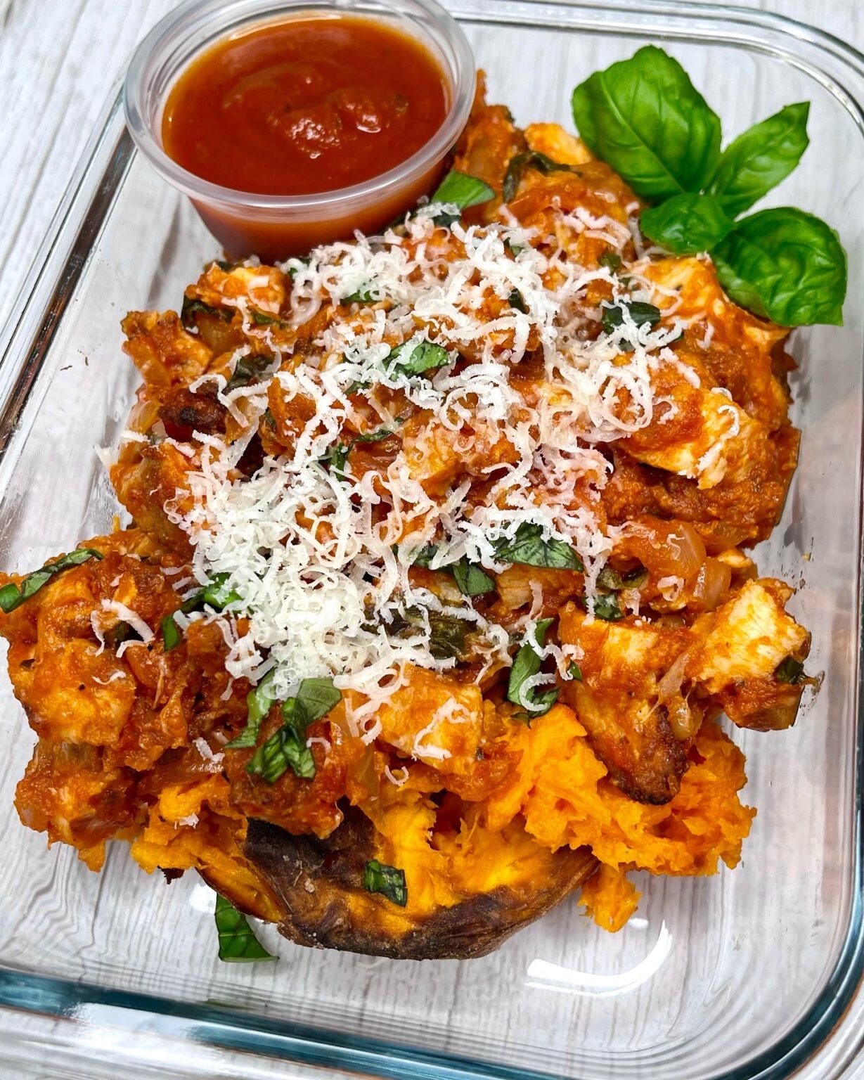 Chicken Parmesan Stuffed Sweet Potato - Diana's Delish Dishes