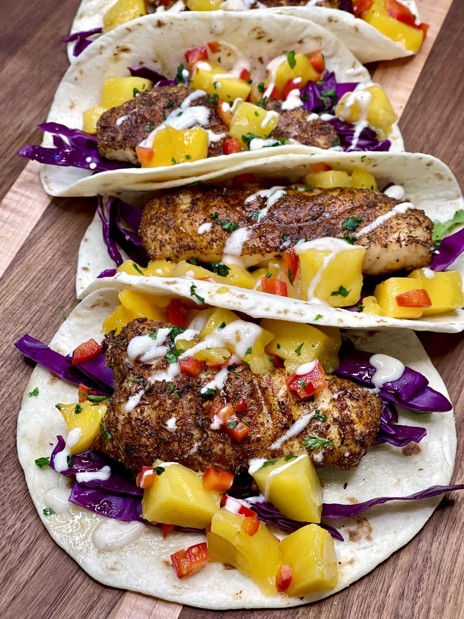 Blackened Snapper Fish Tacos with Mango Salsa - Diana's Delish Dishes